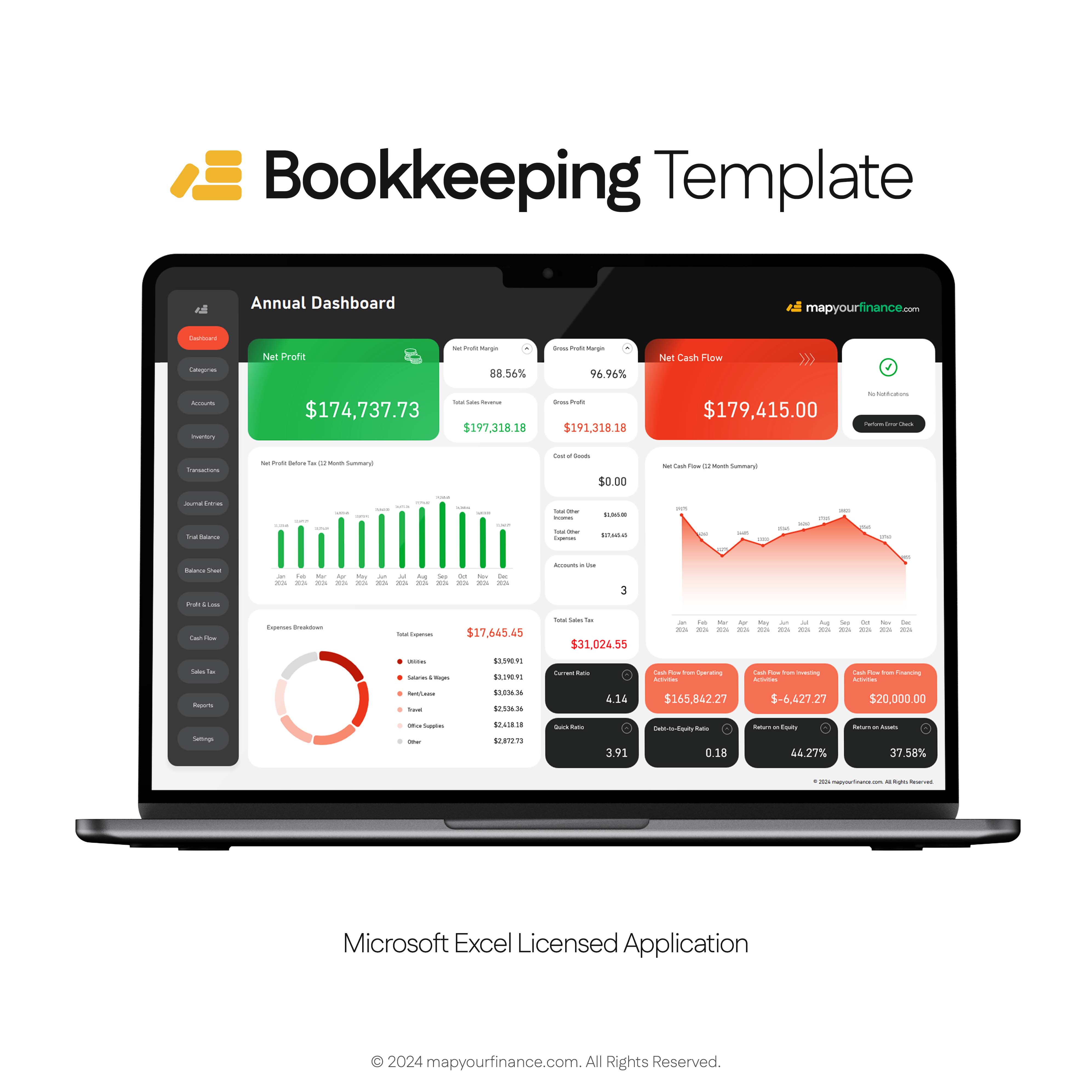 Excel Bookkeeping Template (x5 Licenses) – mapyourfinance